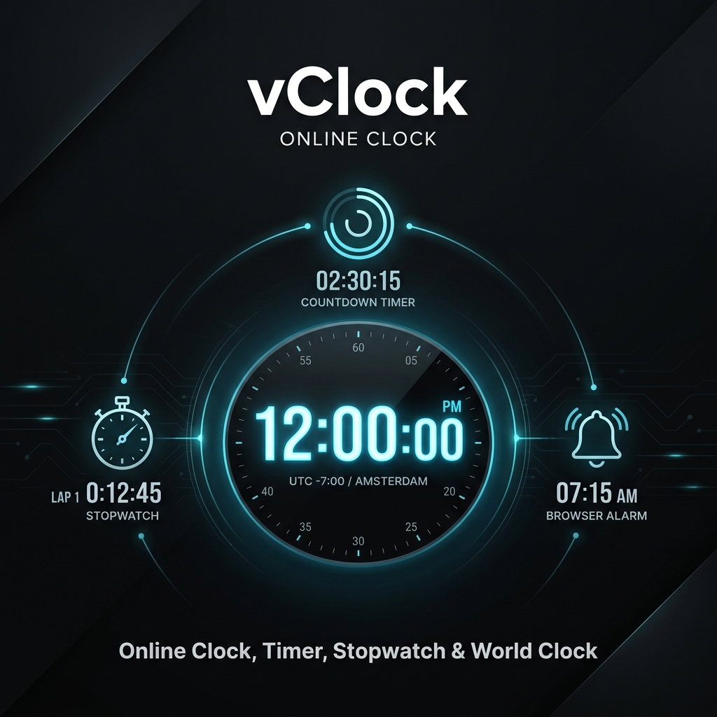 vClock - Online Clock, Timer, Stopwatch & World Clock